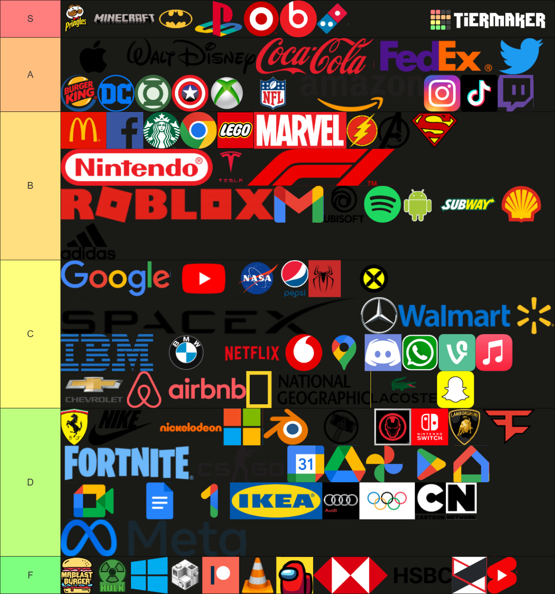 100 Famous logos Tier List (Community Rankings) - TierMaker