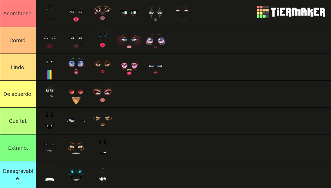 roblox toy code faces Tier List (Community Rankings) - TierMaker