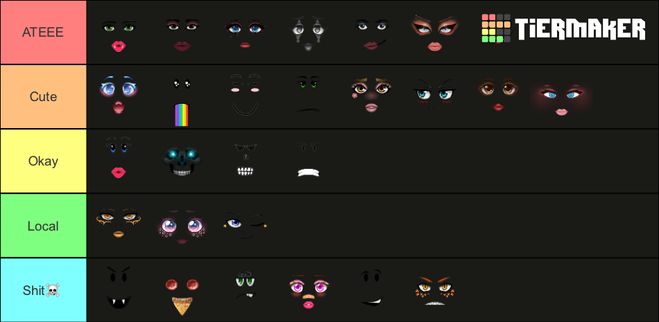 roblox toy code faces Tier List (Community Rankings) - TierMaker