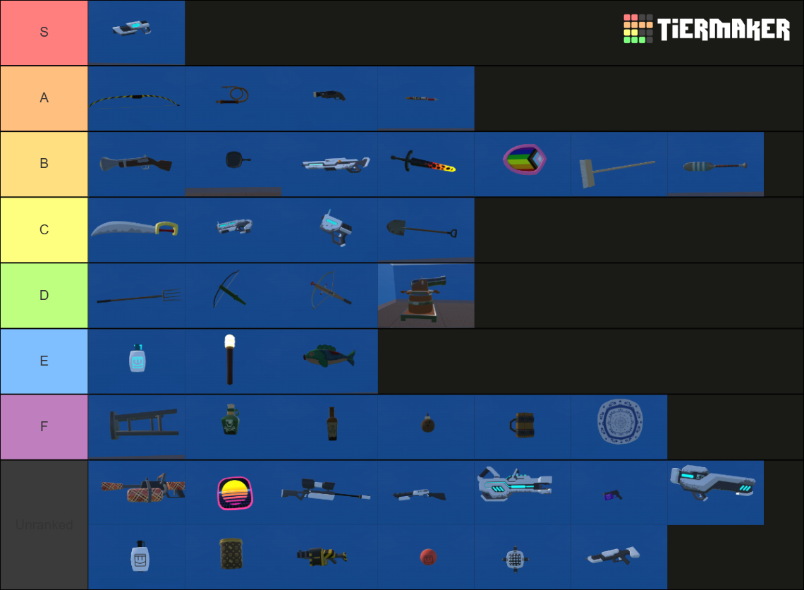 All Rec Room Weapons Tier List (Community Rankings) - TierMaker