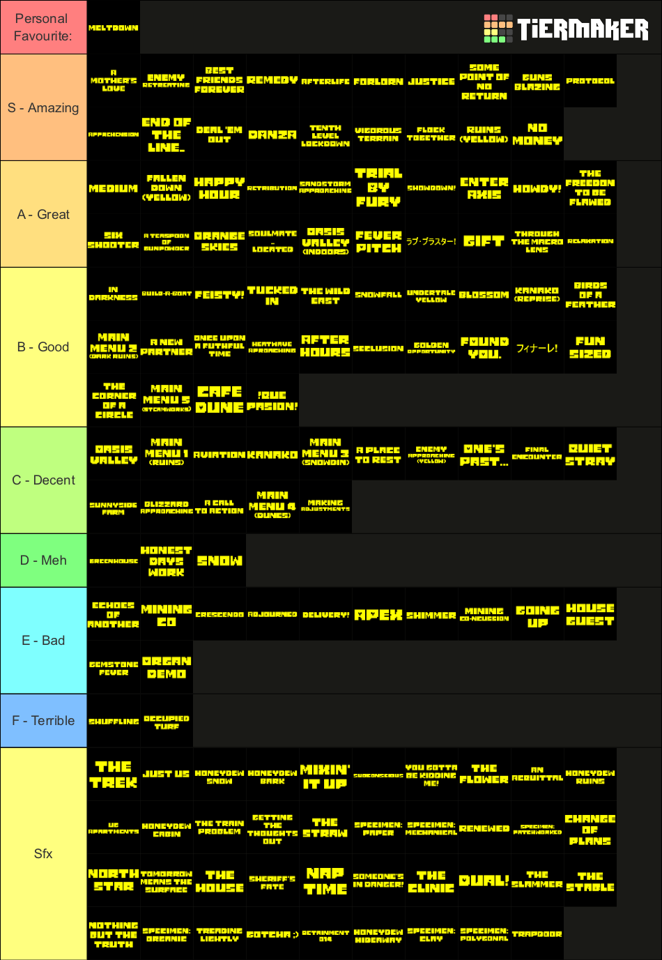 Undertale Yellow OST Tier List (Community Rankings) - TierMaker