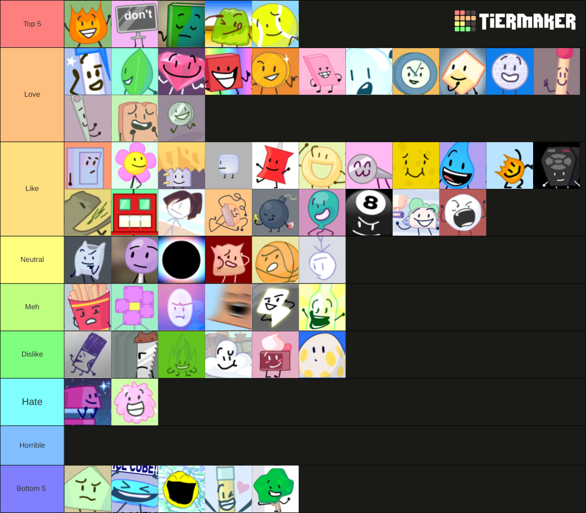 All 64 BFB Characters Tier List (Community Rankings) - TierMaker