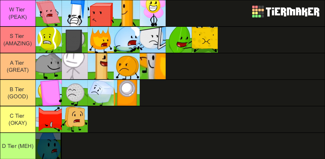 Bfdi Season 1 characters ranking Tier List (Community Rankings) - TierMaker