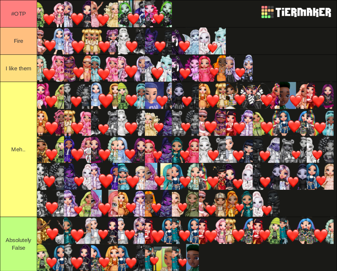 Rainbow High x Shadow High Ships (Updated) 💞 Tier List (Community ...
