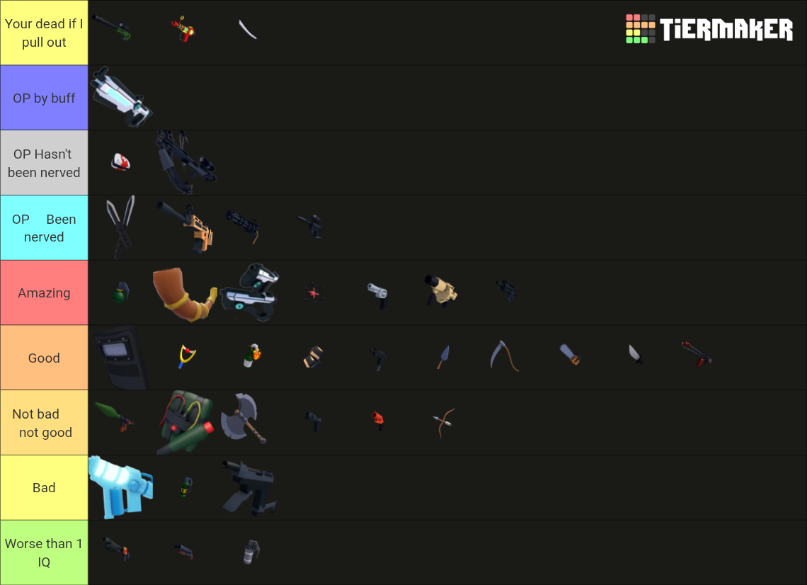 Roblox rivals all weapons!! Tier List (Community Rankings) - TierMaker