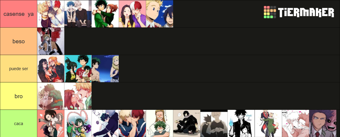 Mha ships Tier List (Community Rankings) - TierMaker