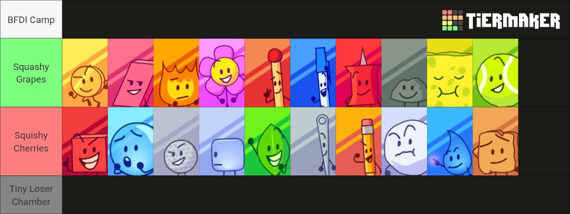 BFDI Characters (all seasons) with BFB 17-22 Voting Icons Tier List ...