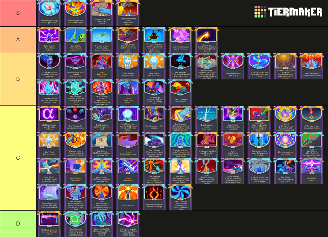 Watcher Cards (Slay The Spire) Tier List (Community Rankings) - TierMaker