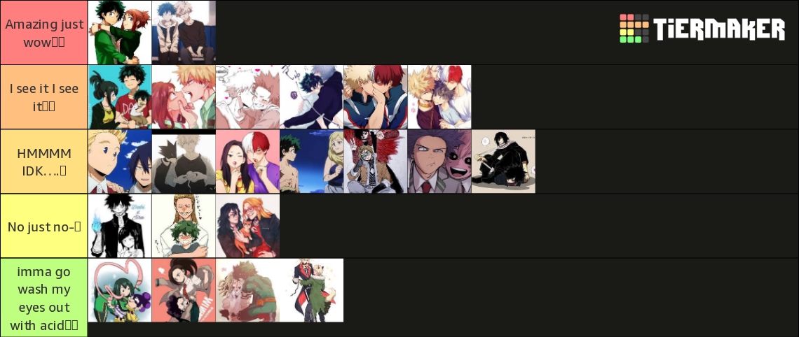 Mha ships Tier List (Community Rankings) - TierMaker