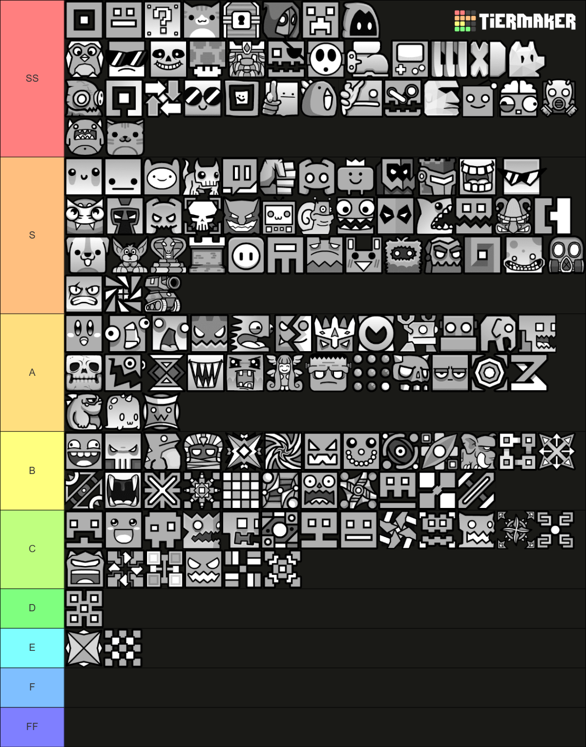 Geometry Dash Icons (Updated for 2.2/2.21) Tier List (Community ...