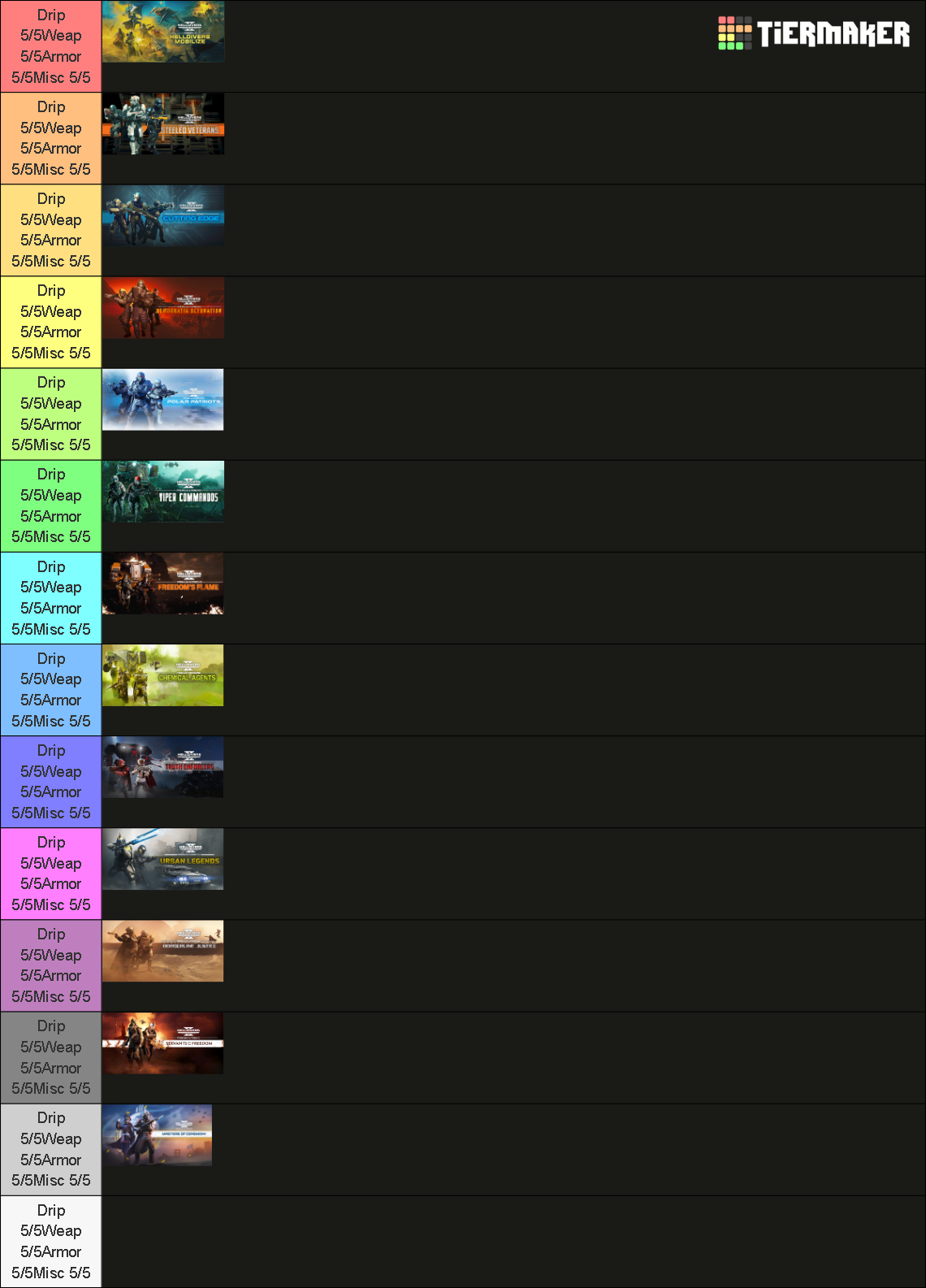 Helldivers 2 Warbonds Tier List (Community Rankings) - TierMaker