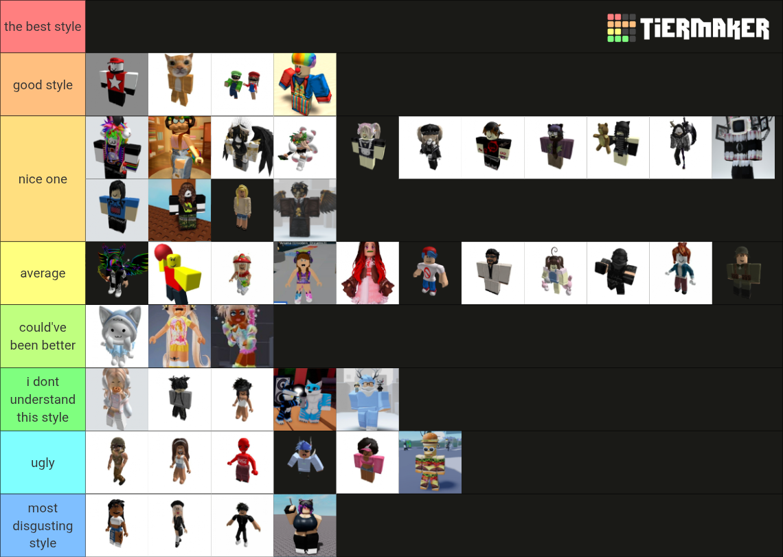 roblox styles 50+ Tier List (Community Rankings) - TierMaker