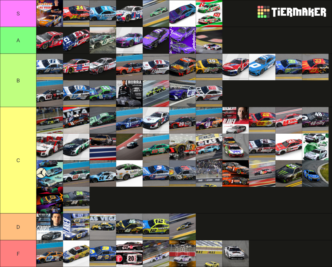 2025 Nascar Cup Paint Schemes Tier List (Community Rankings) - TierMaker