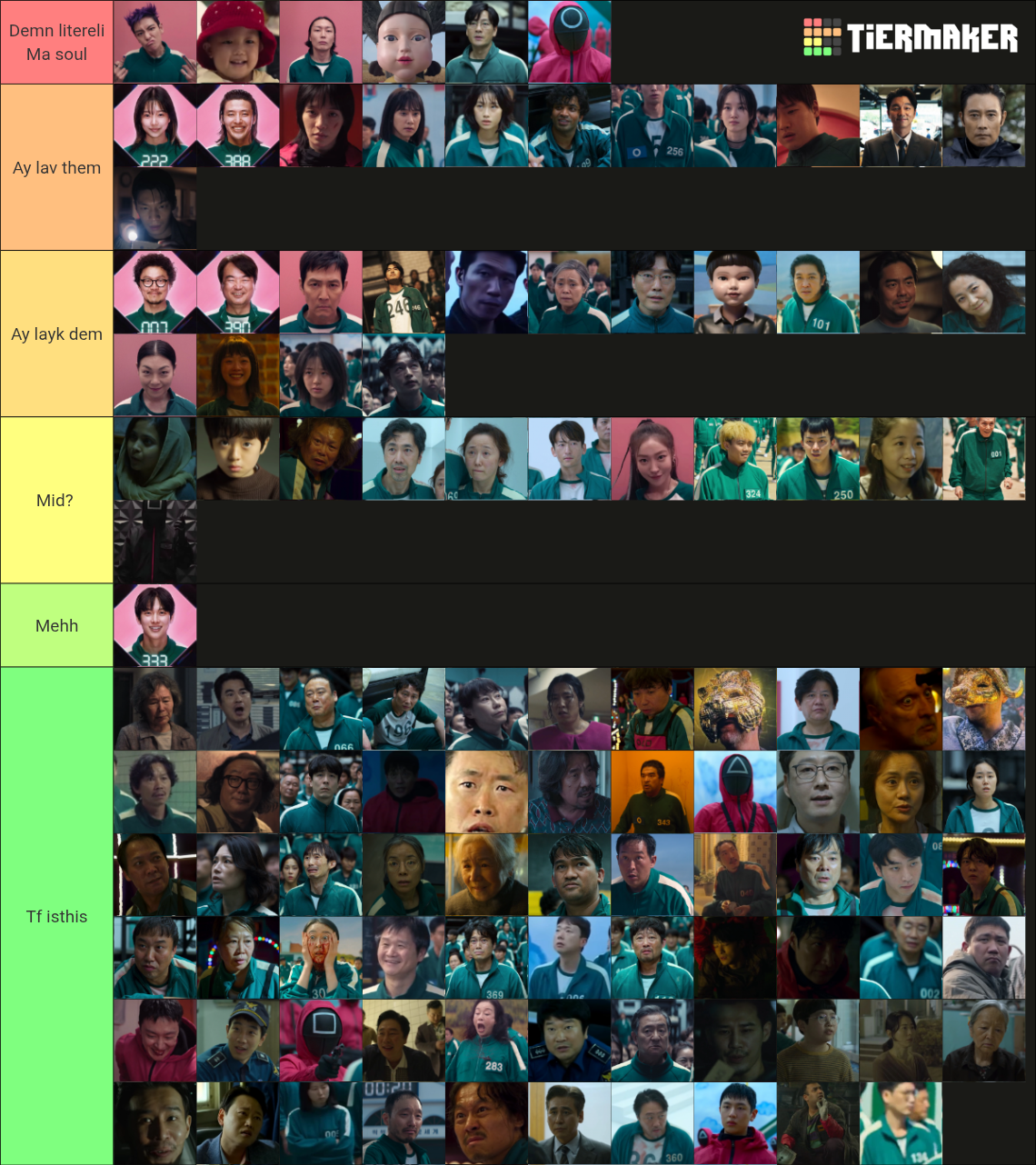 Squid Game Characters Tierlist 100 Seasons 1 3 Final Tier List Community Rankings Tiermaker