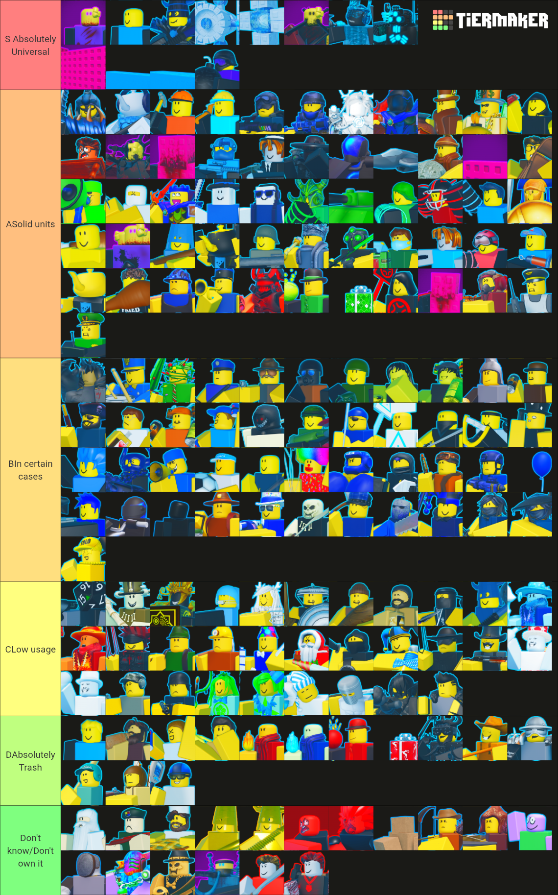 The Battle Bricks: Friendly Units [Royal Flush] Tier List (Community ...