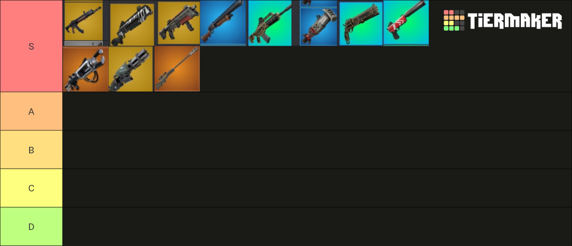 Fortnite weapons Tier List (Community Rankings) - TierMaker