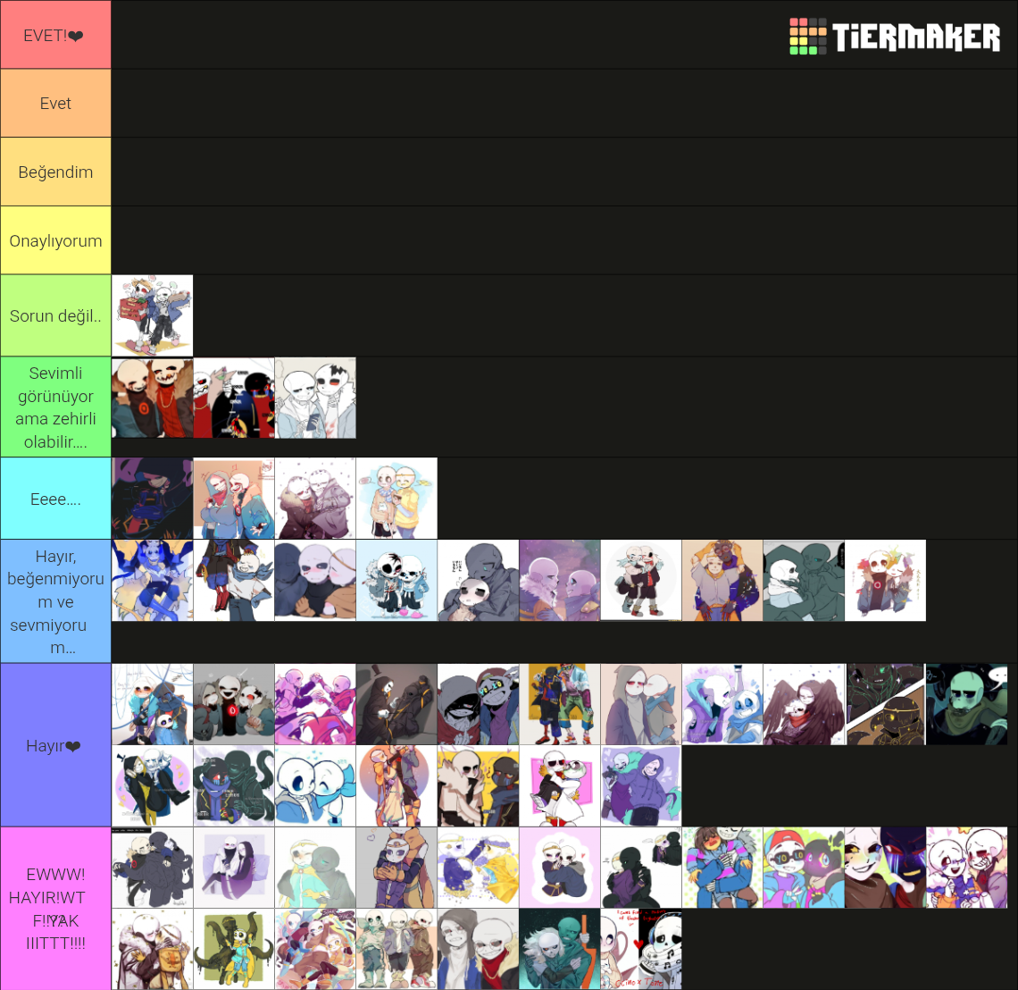 Undertale au ships (Sans) Tier List (Community Rankings) - TierMaker