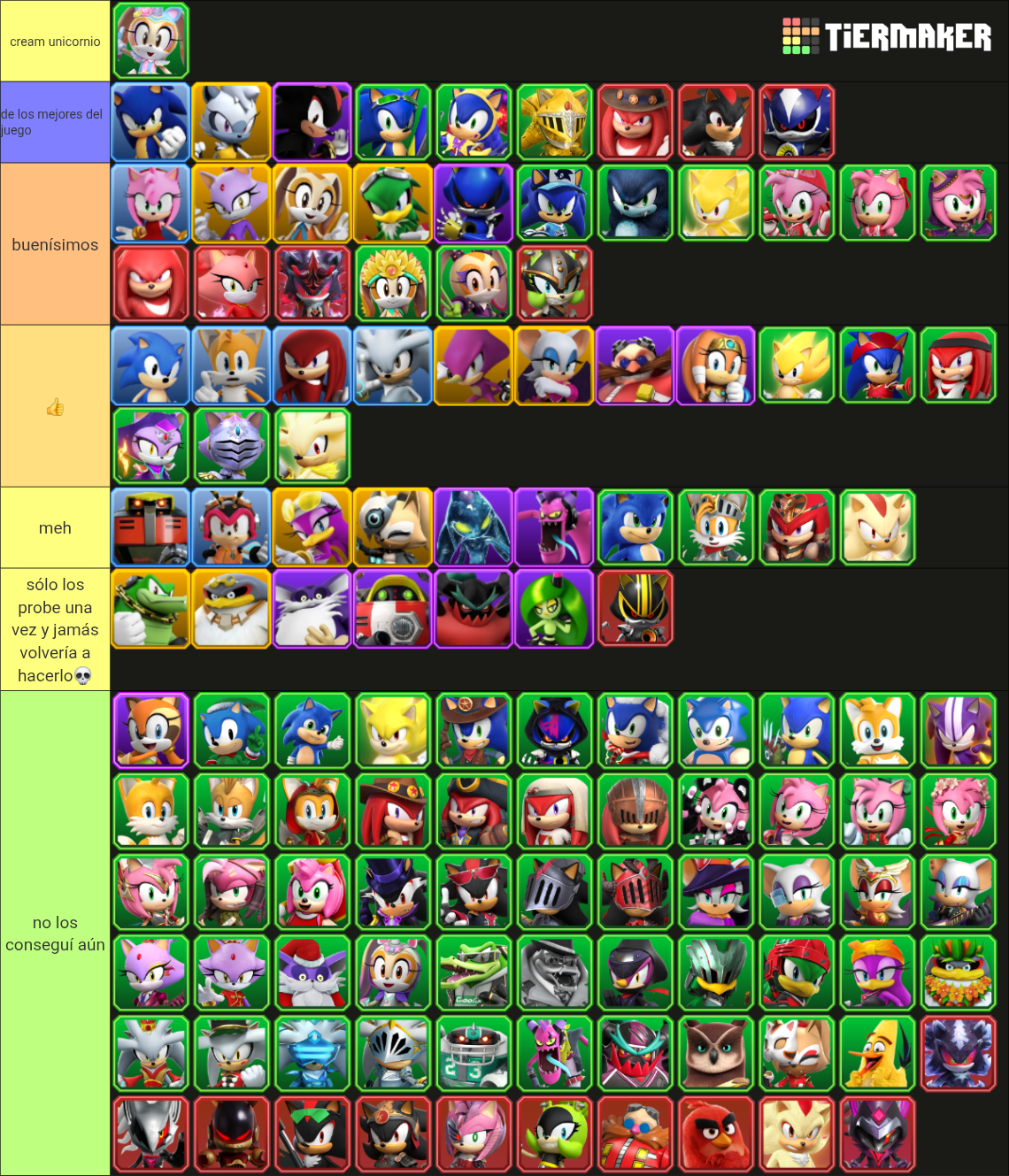 Sonic Forces (Mobile game) SFSB 126 Characters [Sep 2025] Tier List ...