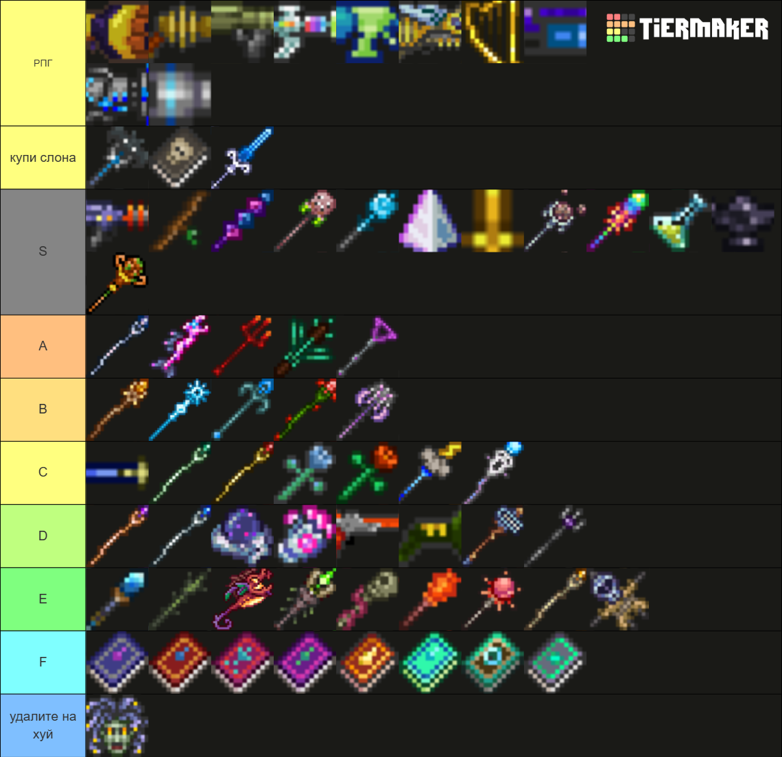 Terraria - Magic Weapons Tier List (Community Rankings) - TierMaker