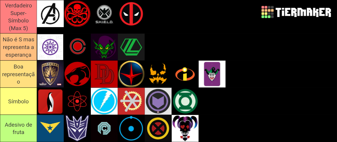 Super Hero Symbols (100 Symbols) Tier List (Community Rankings) - TierMaker
