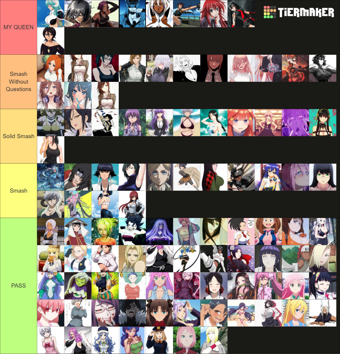 Smash or Pass Anime girls Tier List (Community Rankings) - TierMaker