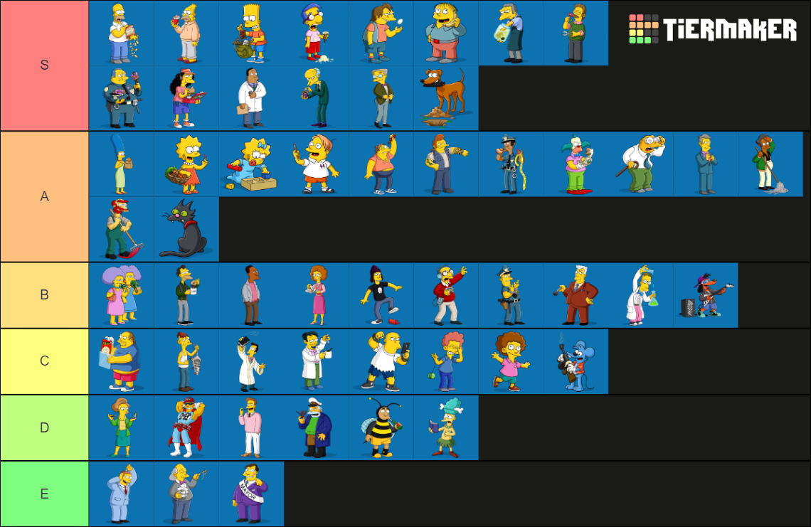 Simpsons Characters Tier List (Community Rankings) - TierMaker
