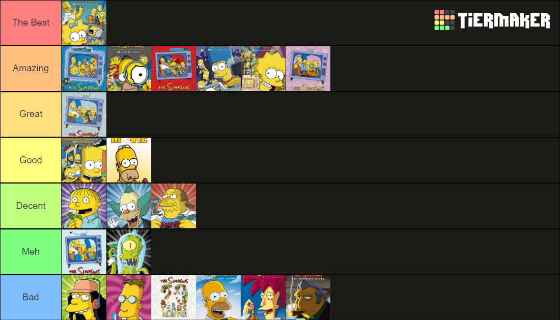 Every Simpsons Season Ranked (Seasons 1-35 & The Movie) Tier List ...