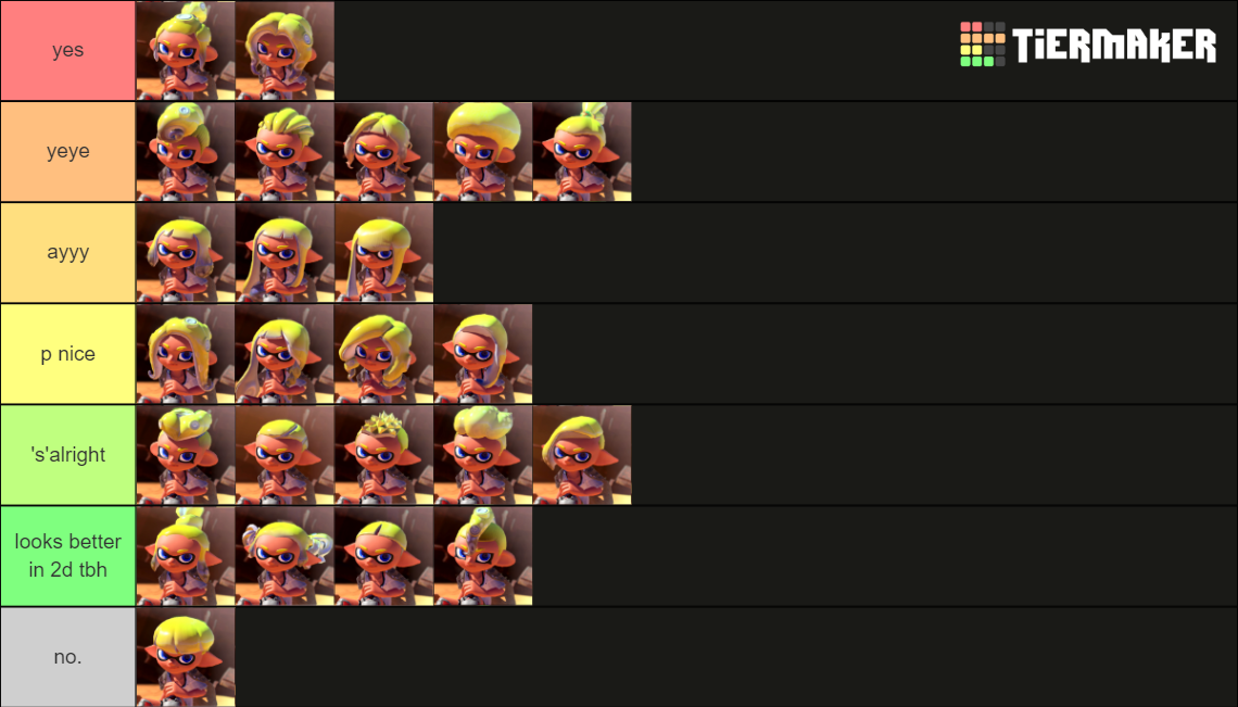 Splatoon 3 Hair Styles Tier List (Community Rankings) - TierMaker
