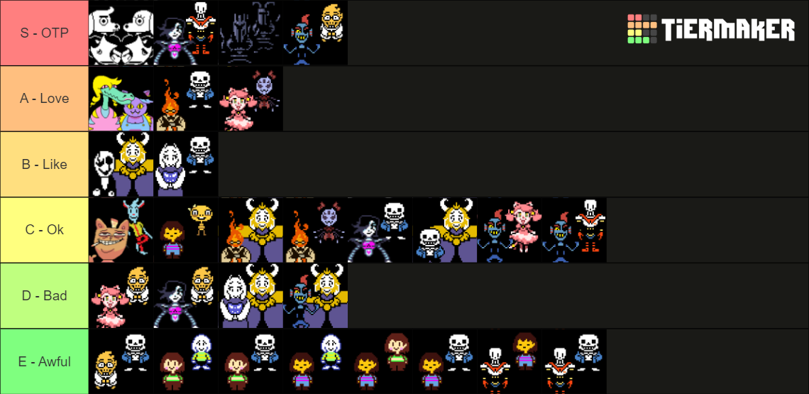 (Popular) Undertale Ships Tier List (Community Rankings) - TierMaker