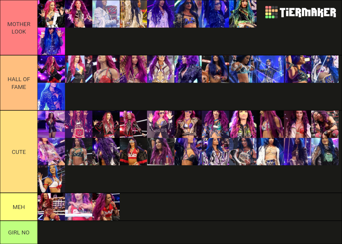 SASHA BANKS PLE ATTIRES Tier List (Community Rankings) - TierMaker