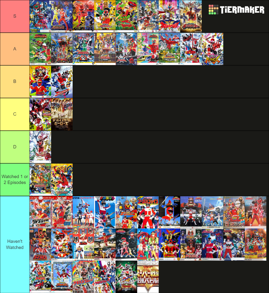 Every Official and Unofficial Super Sentai Season Tier List (Community Rankings) - TierMaker
