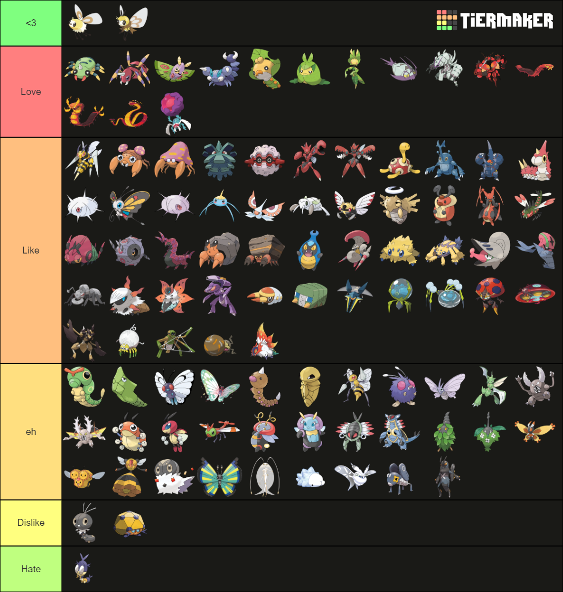 Bug-type Pokémon Tier List (Community Rankings) - TierMaker