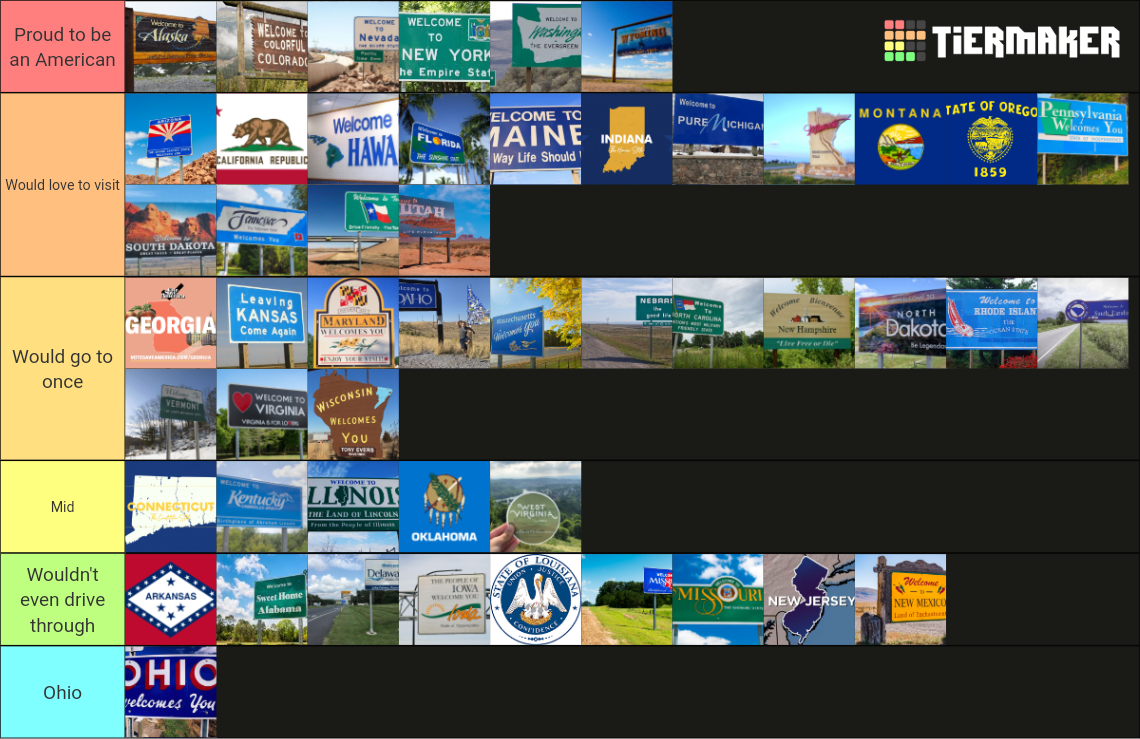 Ranking the 50 States Tier List (Community Rankings) - TierMaker Ranking the 50 States Tier List (Community Rankings) - TierMaker