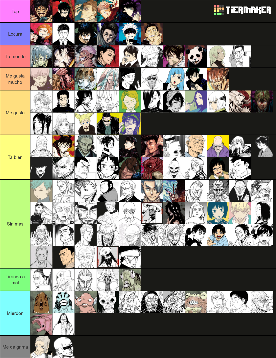 Jujutsu Kaisen All Characters Tier List (Community Rankings) - TierMaker