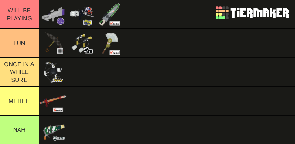 Chill season 2023 weapons Tier List (Community Rankings) - TierMaker
