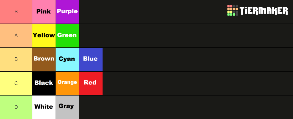 Favorite Color Tier List (Community Rankings) - TierMaker