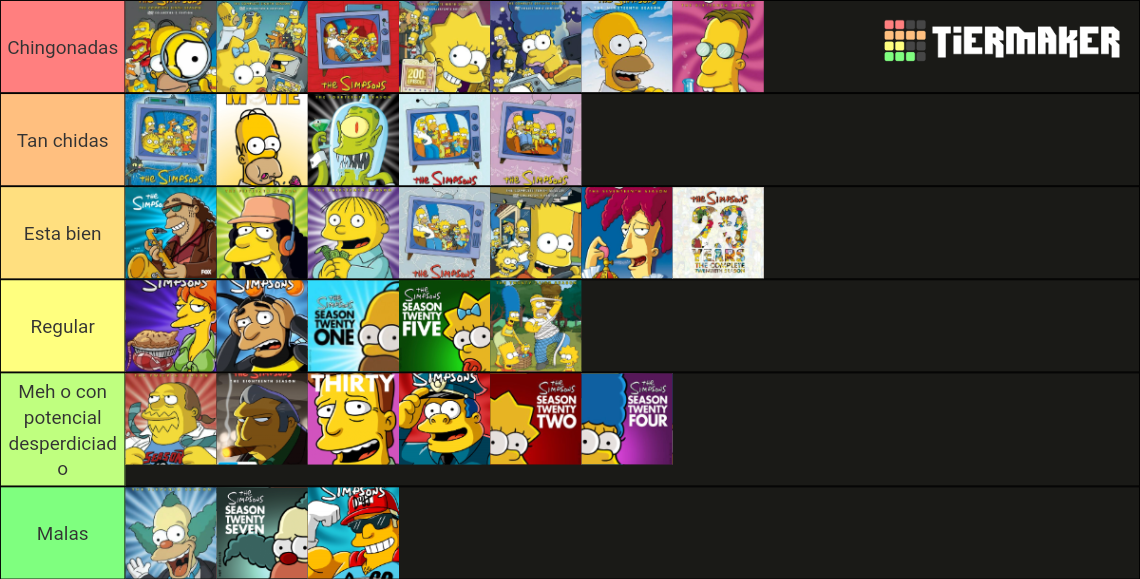 Every Simpsons Season Ranked (Seasons 1-35 & The Movie) Tier List ...