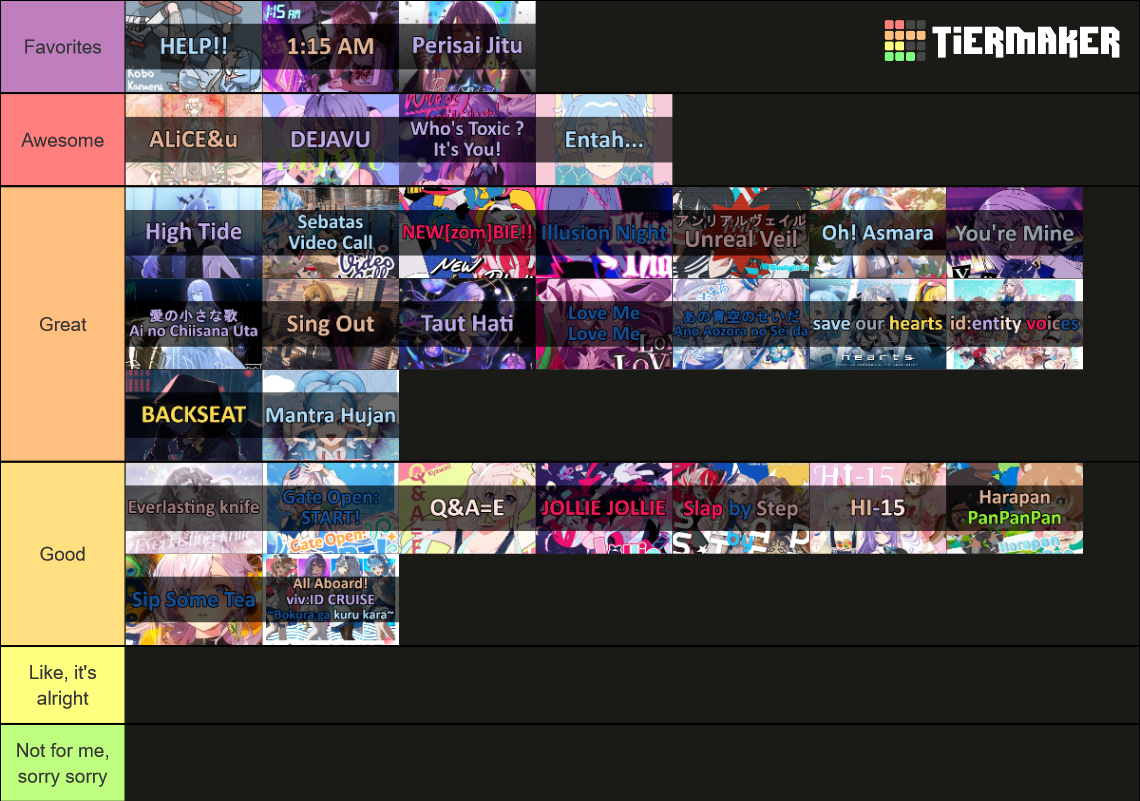 Hololive ID Original Songs (with labels) Tier List (Community Rankings) - TierMaker