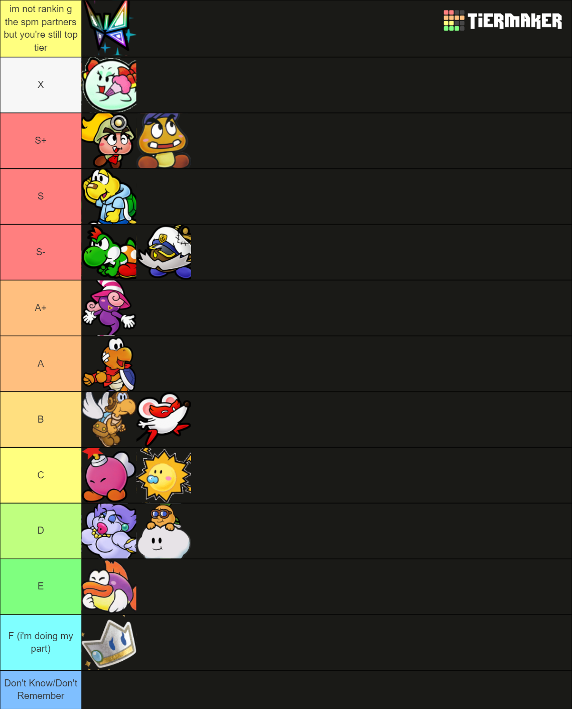 All Paper Mario Partners Tier List (Community Rankings) - TierMaker