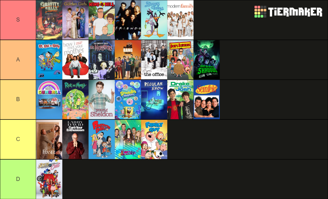The Ultimate Sitcom List Tier List (Community Rankings) - TierMaker