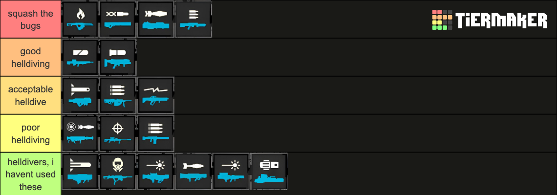 All 64 Helldivers 2 stratagems Tier List (Community Rankings) - TierMaker