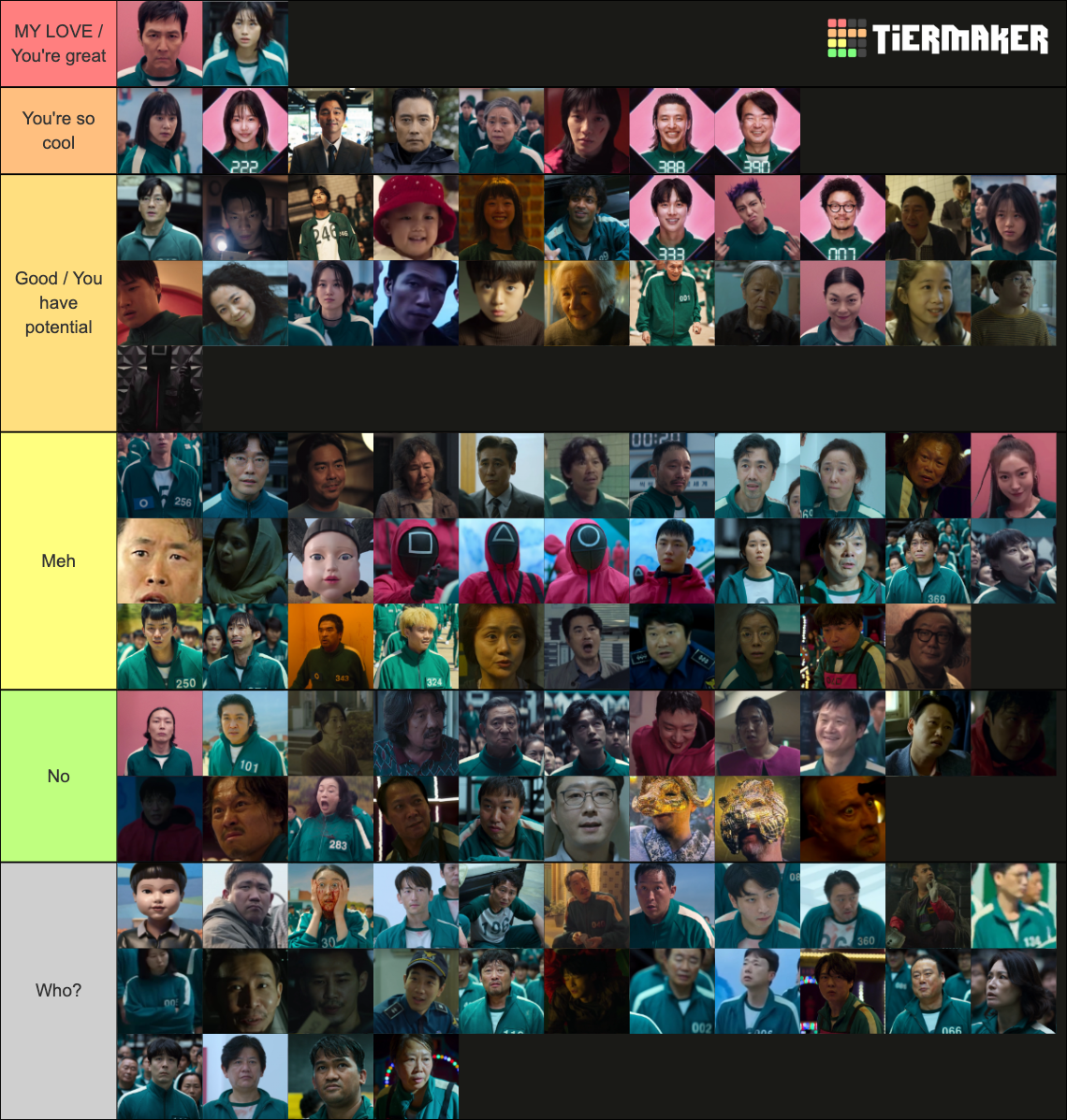 Squid Game Characters Tierlist *100+* (Seasons 1&2) Tier List ...