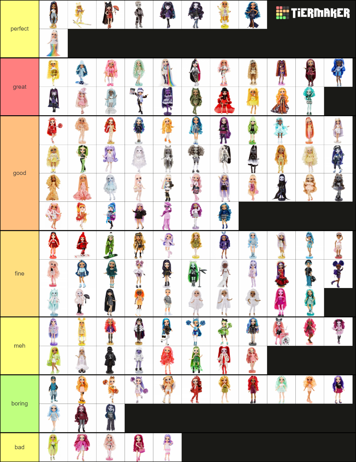 all rainbow/shadow high dolls (up to swim & style) Tier List (Community ...