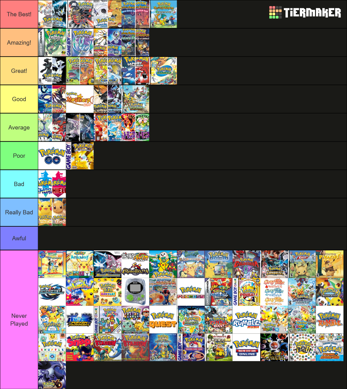 Every (EVERY) Pokemon Game Tier List (Community Rankings) - TierMaker