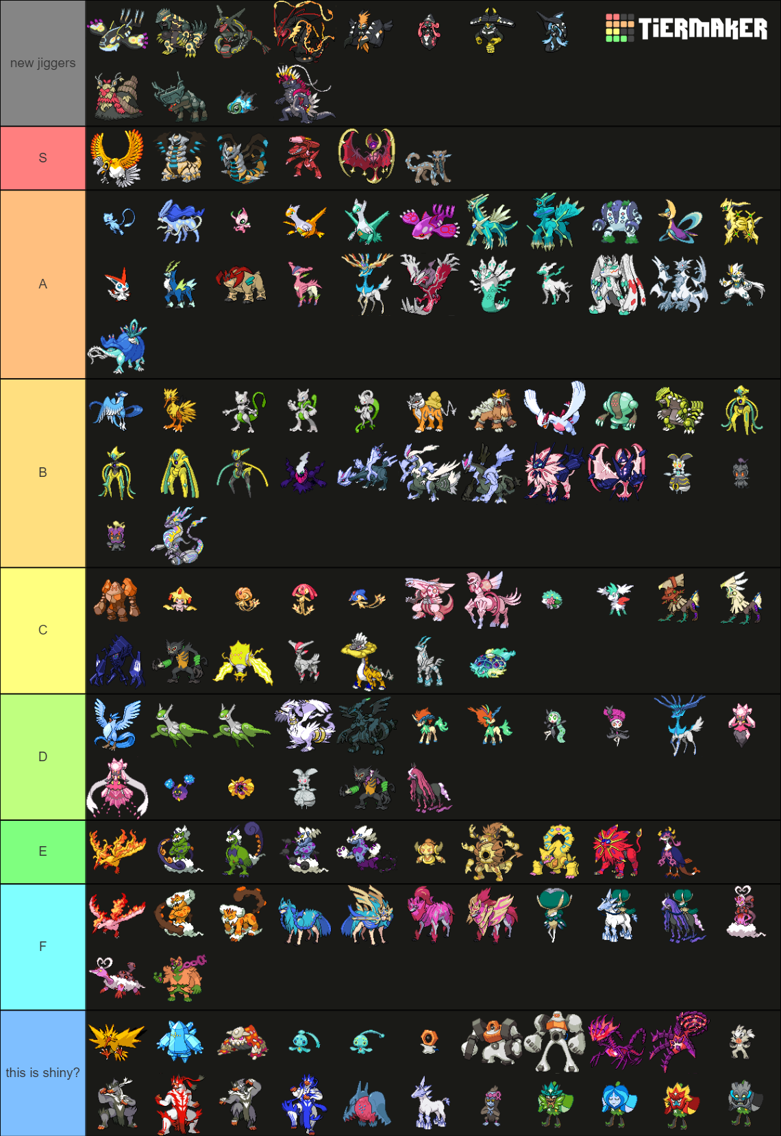 Shiny Legendary Pokemon, but they're 2D sprites Tier List (Community ...