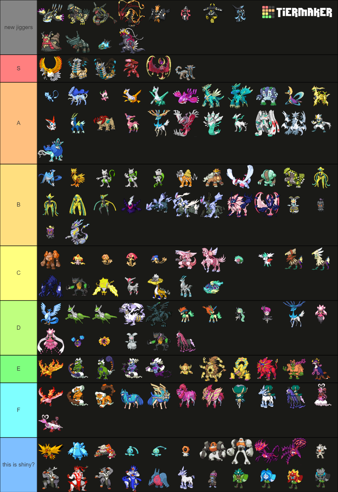 Shiny Legendary Pokemon, but they're 2D sprites Tier List (Community ...
