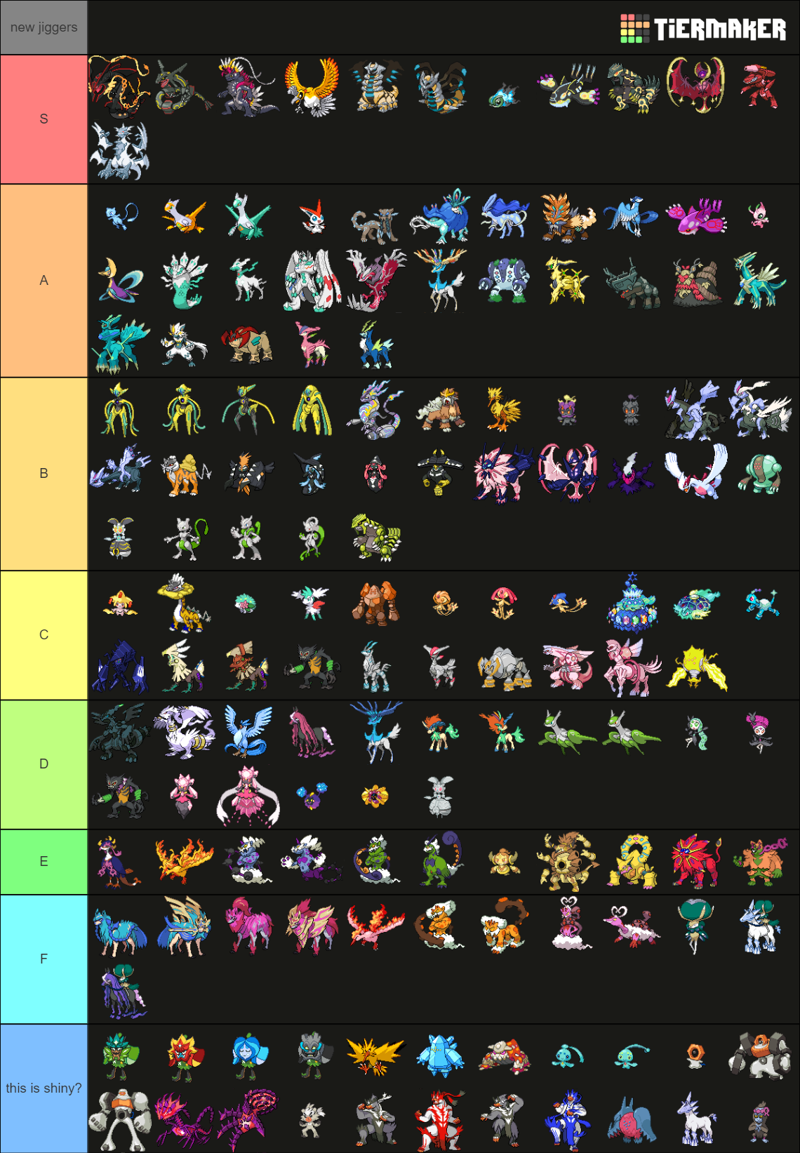 Shiny Legendary Pokemon, but they're 2D sprites Tier List (Community ...