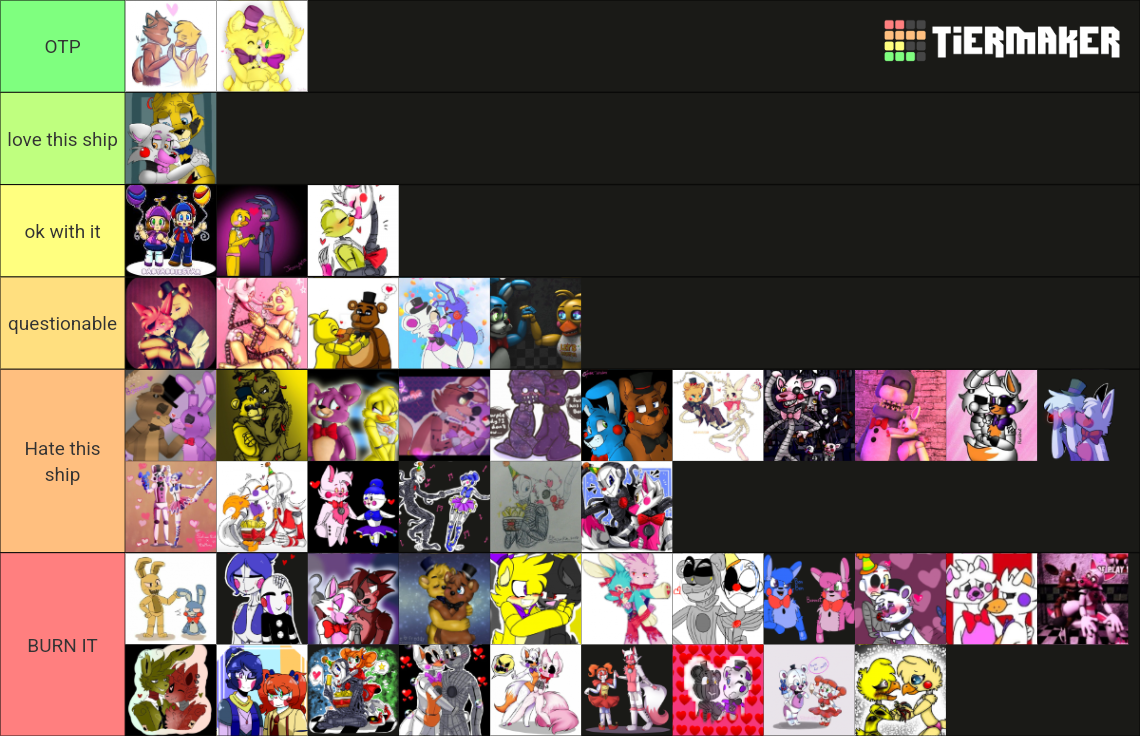Fnaf ships Tier List (Community Rankings) - TierMaker
