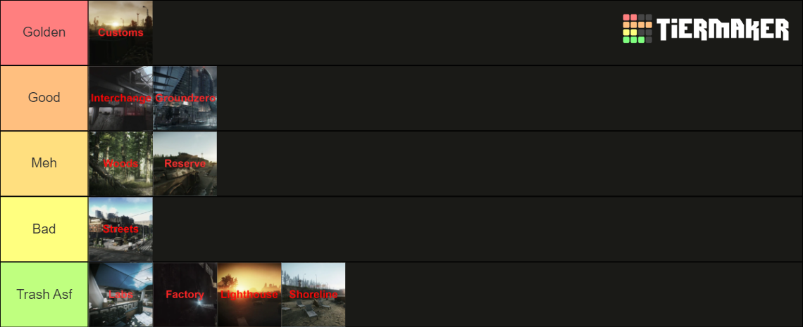 Tarkov Maps Tier List (Community Rankings) - TierMaker