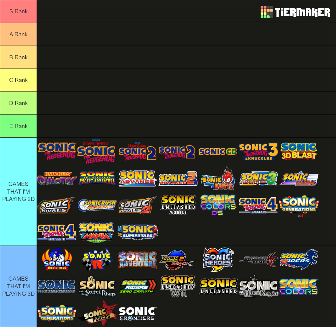 Every Sonic Game (updated 2024) Tier List (Community Rankings) - TierMaker